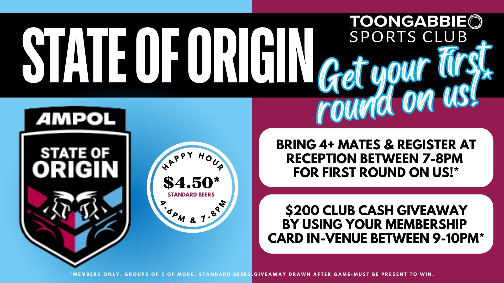 State of Origin 2 Members Promotion - Toongabbie Sports Club