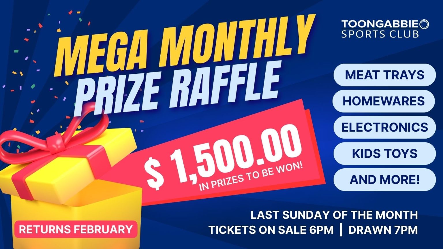 MEGA MONTHLY PRIZE RAFFLE - Toongabbie Sports Club